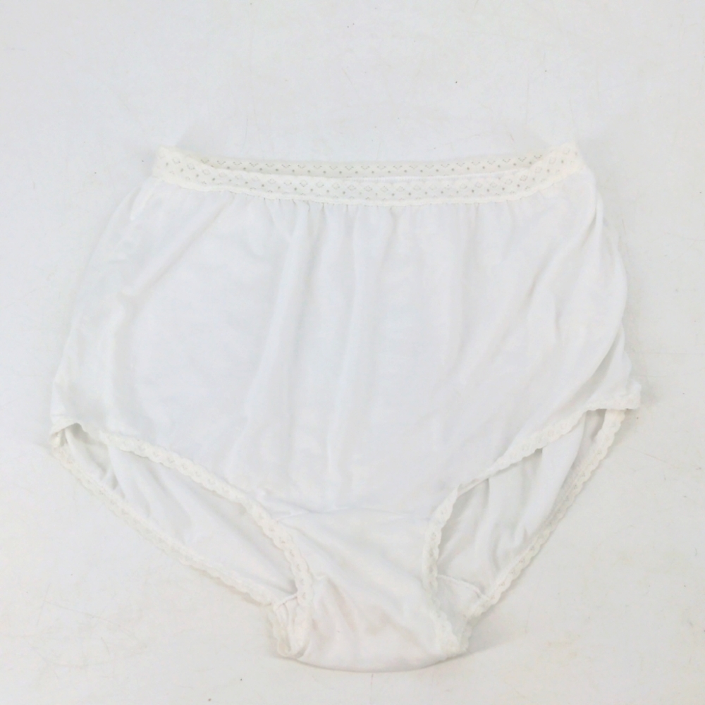 Vtg White Semi Sheer Granny Panties Nylon Mushroom Wi Gem